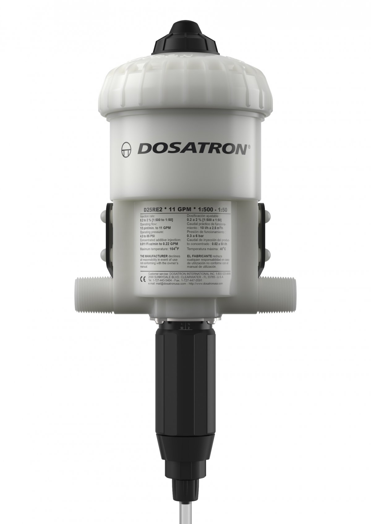 Dosatron D25RE2-PV - 0,2-2% - 2,5 m3 - Syrefast - Doseringspumper - America A/S